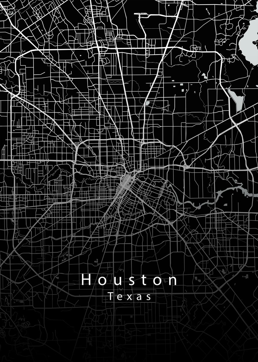 'Houston City Map' Poster, picture, metal print, paint by Mapique ...