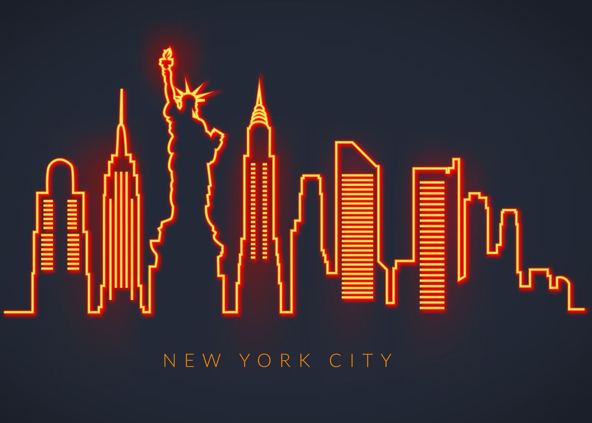 'New York City Neon lights' Poster by Max Ronn | Displate