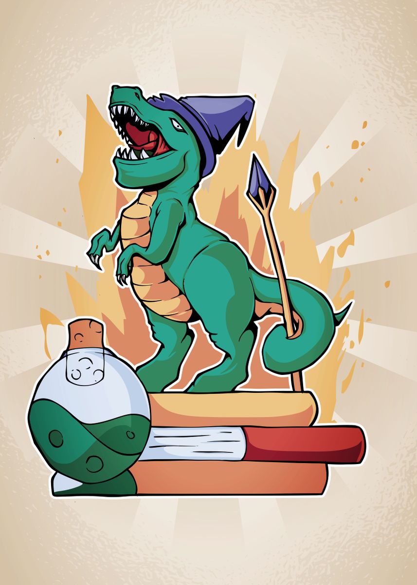 'Wizard Dinosaur' Poster, picture, metal print, paint by BestPrints ...