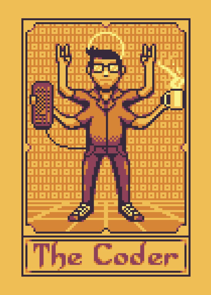 'The coder pixel art ' Poster, picture, metal print, paint by Simon ...