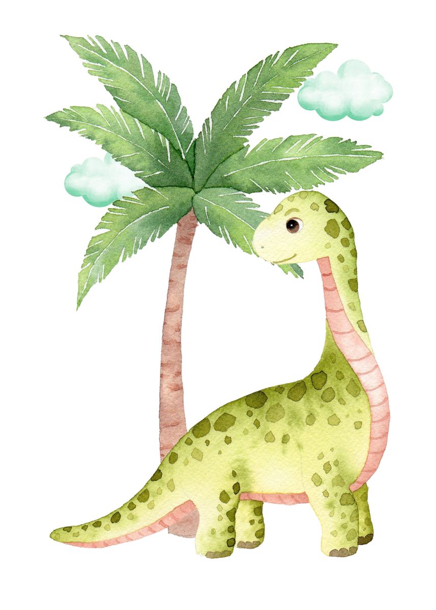 'little green dinosaur' Poster, picture, metal print, paint by Andreas ...