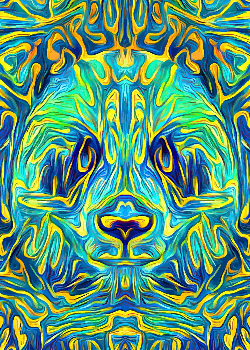 'Panda Bear Acid Night' Poster, picture, metal print, paint by ...