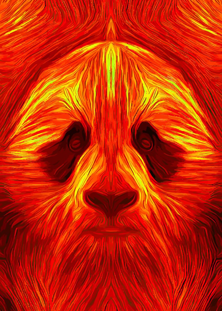 'Panda Burning Portrait' Poster, picture, metal print, paint by ...