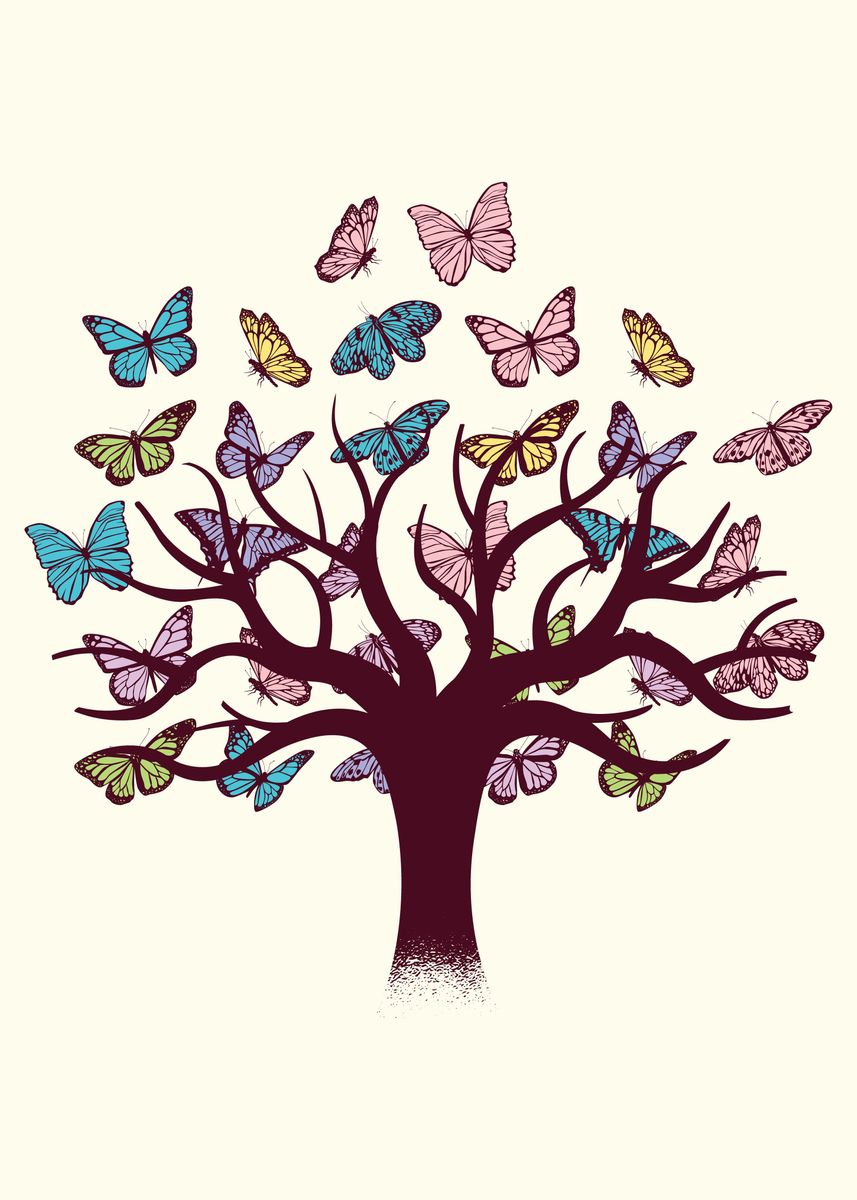 'Butterfly Tree Nature' Poster, picture, metal print, paint by Max Ronn ...