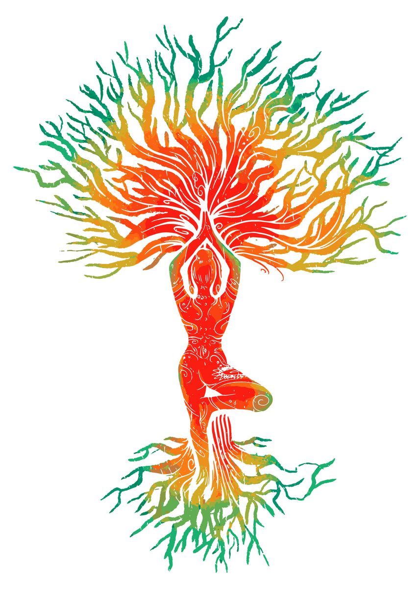 'Yoga Woman Tree Nature' Poster, picture, metal print, paint by Max ...