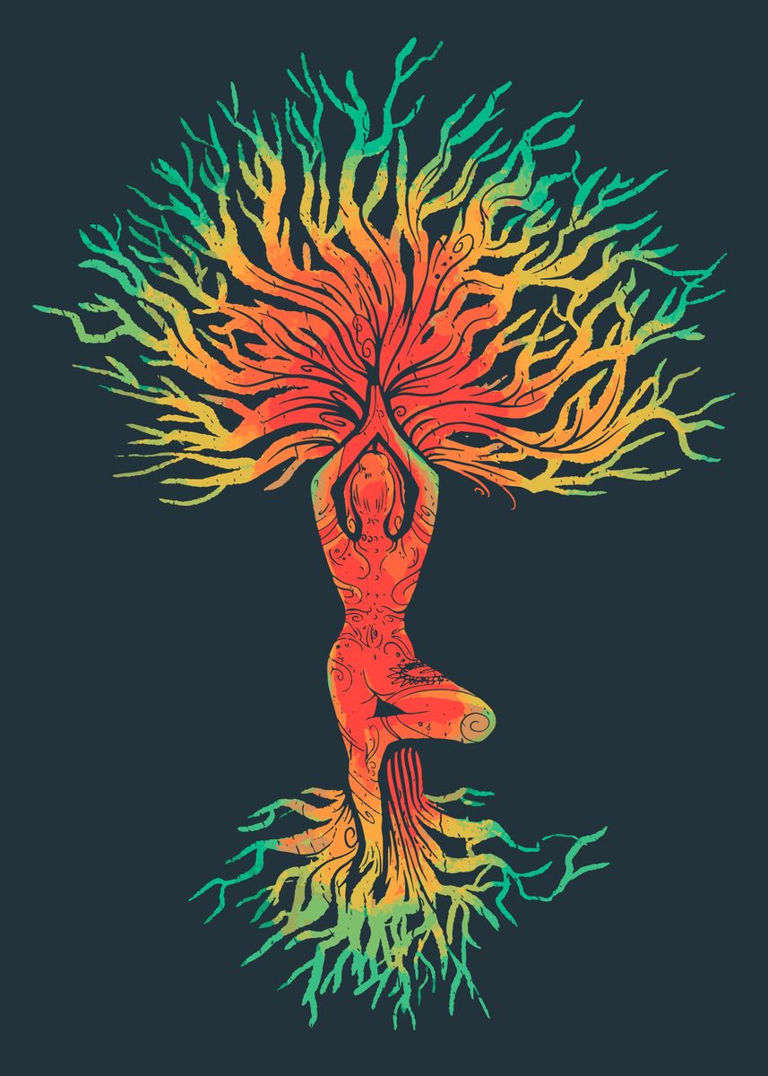 'Yoga Woman Tree Nature' Poster, picture, metal print, paint by Max ...