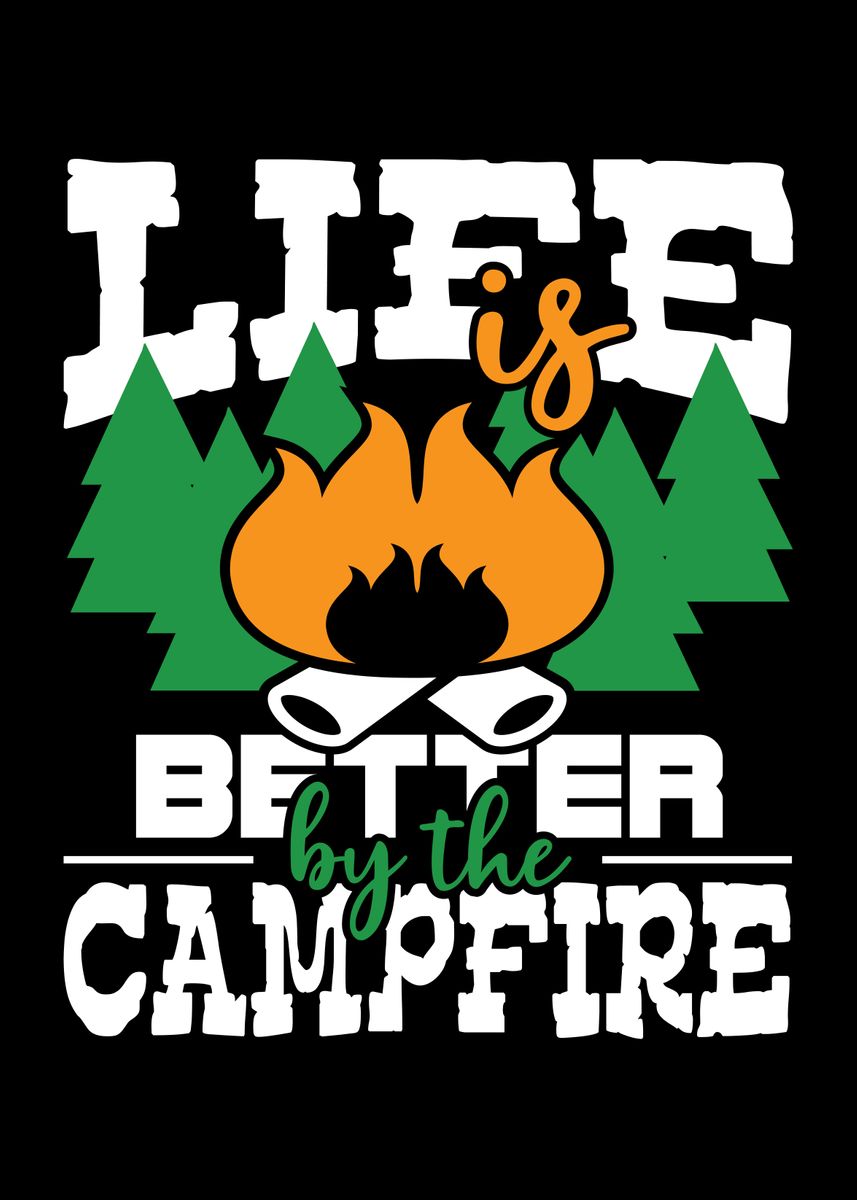 'Campfire Life' Poster, picture, metal print, paint by platenum | Displate