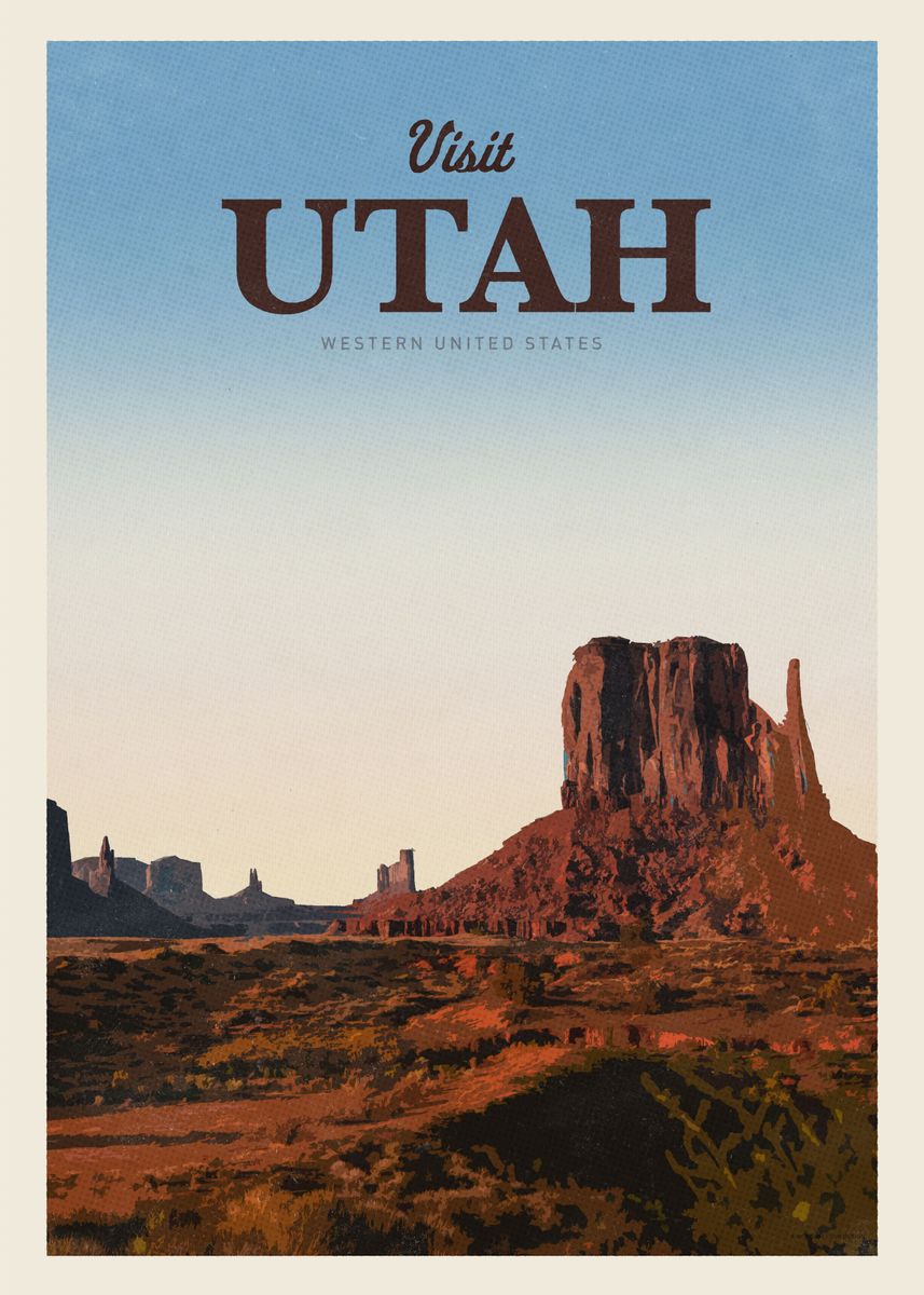 'Visit Utah' Poster, picture, metal print, paint by Mercury Club | Displate