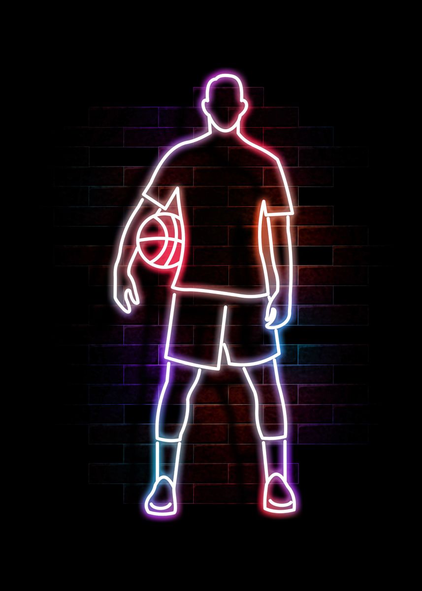 'neon basket' Poster, picture, metal print, paint by Izmo Scribbles ...