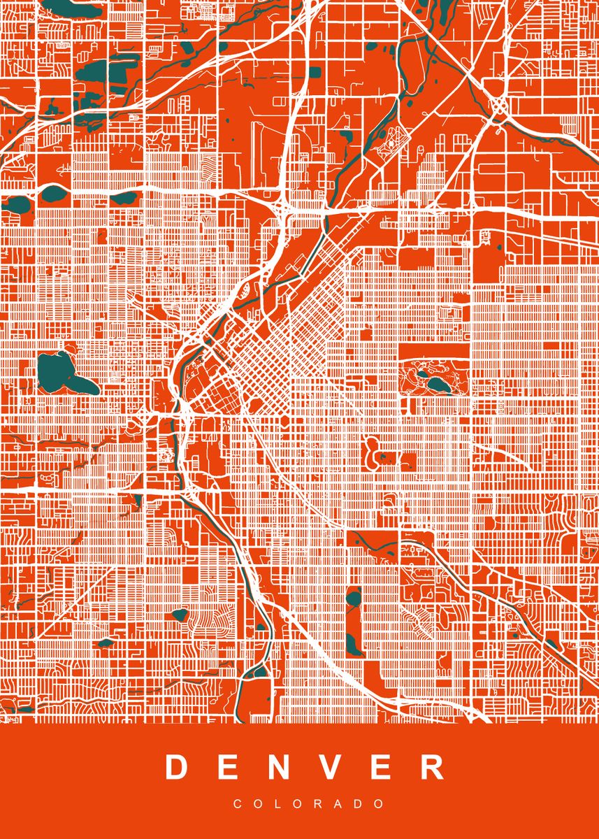 'DENVER Map COLORADO USA' Poster by UrbanMaps | Displate