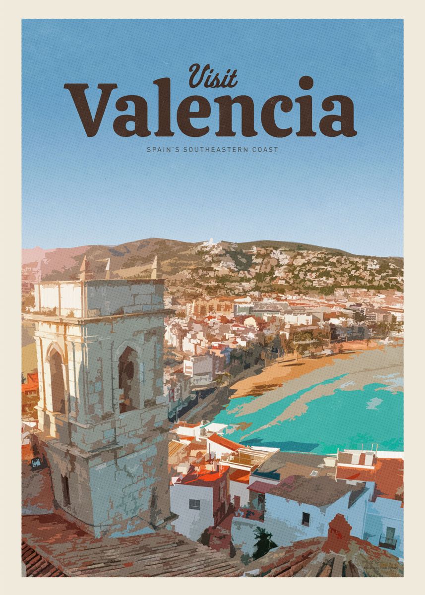 'Visit Valencia' Poster, picture, metal print, paint by Mercury Club ...