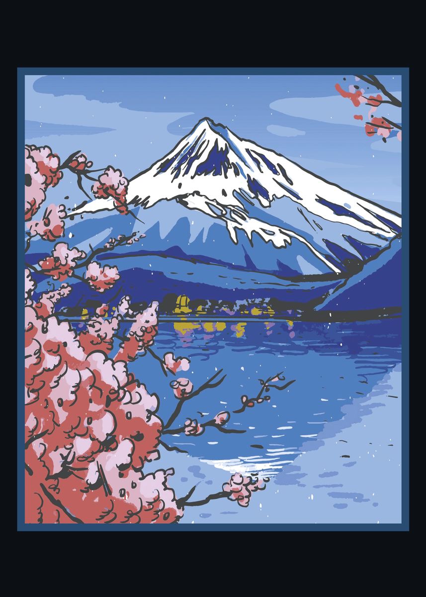 'Sakura mount fuji ' Poster, picture, metal print, paint by Simon ...