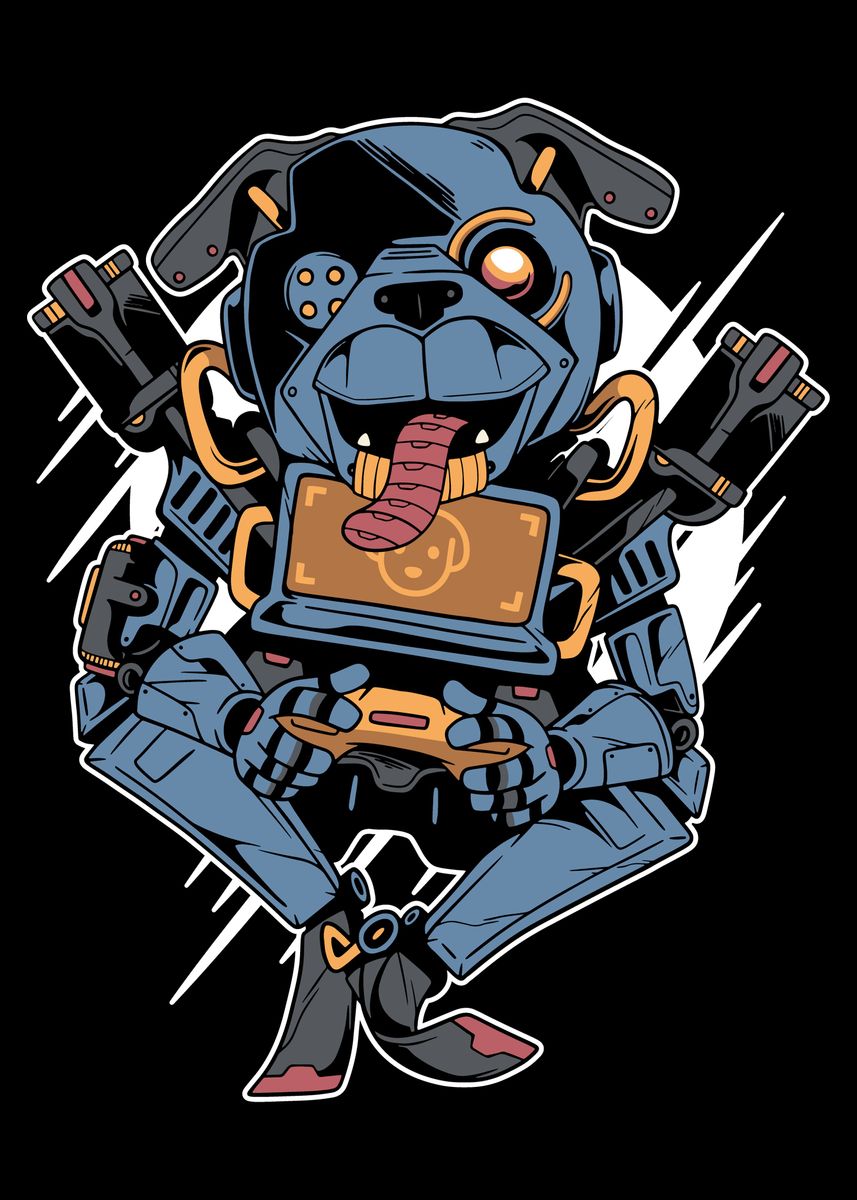 'Funny Gamer Dog' Poster, picture, metal print, paint by Max Ronn ...