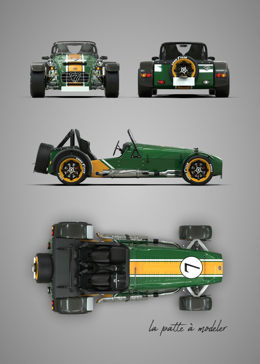 'Caterham Lotus Super 7' Poster, picture, metal print, paint by ...