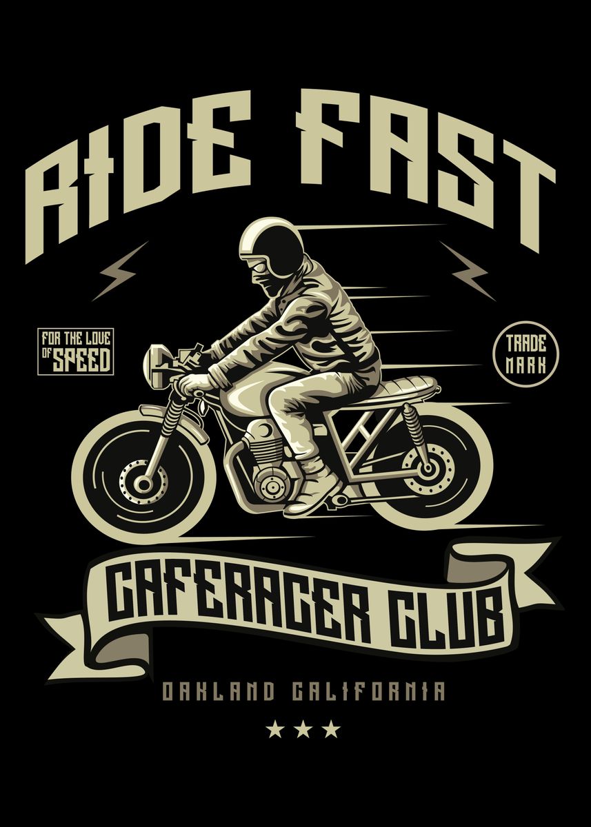 'Ride Fast' Poster, picture, metal print, paint by thetshirtshop2020 ...