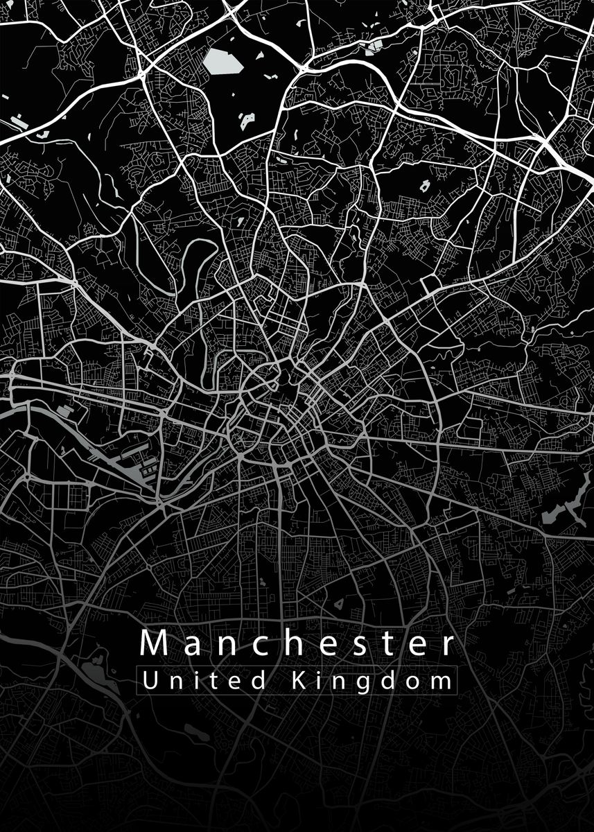 'Manchester City Map' Poster, picture, metal print, paint by Mapique ...