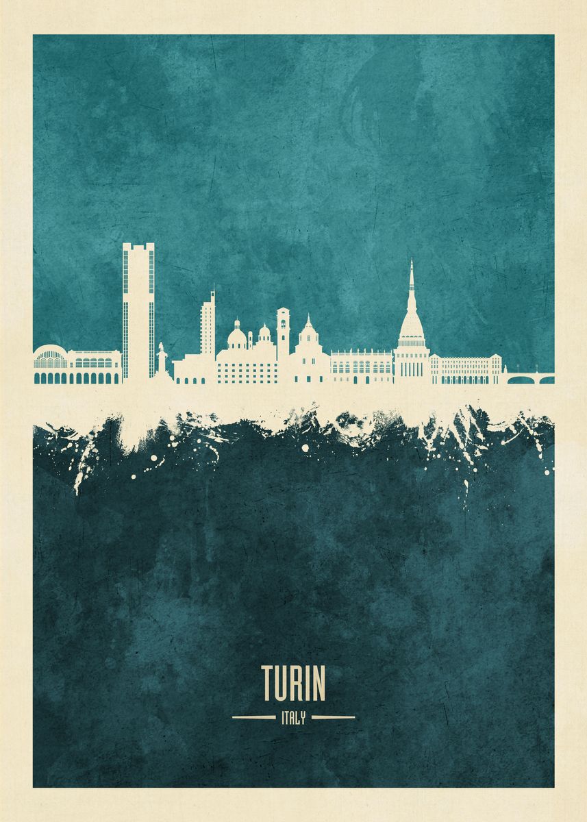 'Turin Skyline Italy' Poster by Michael Tompsett | Displate