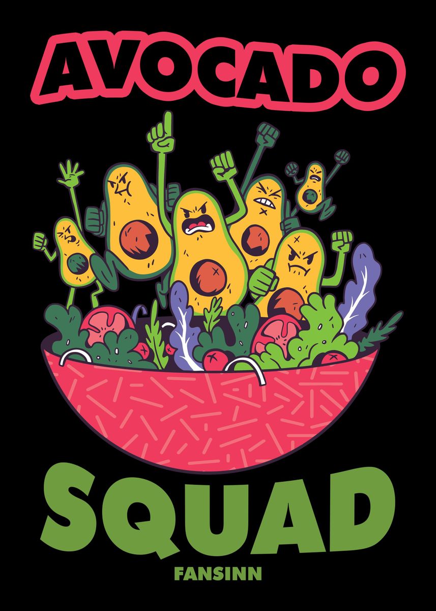 'Avocado Squad' Poster, picture, metal print, paint by fansinn | Displate
