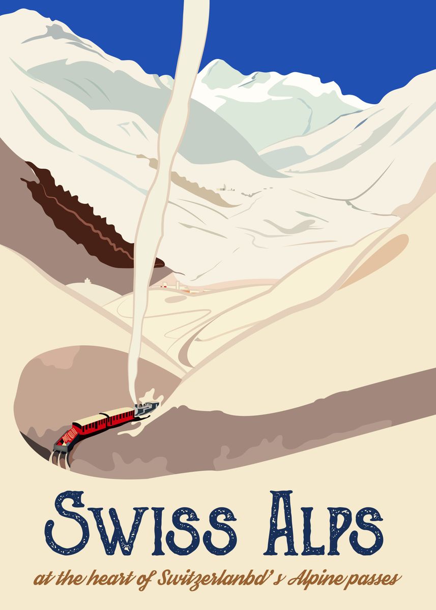 'Swiss Alps' Poster, picture, metal print, paint by Long Shot | Displate