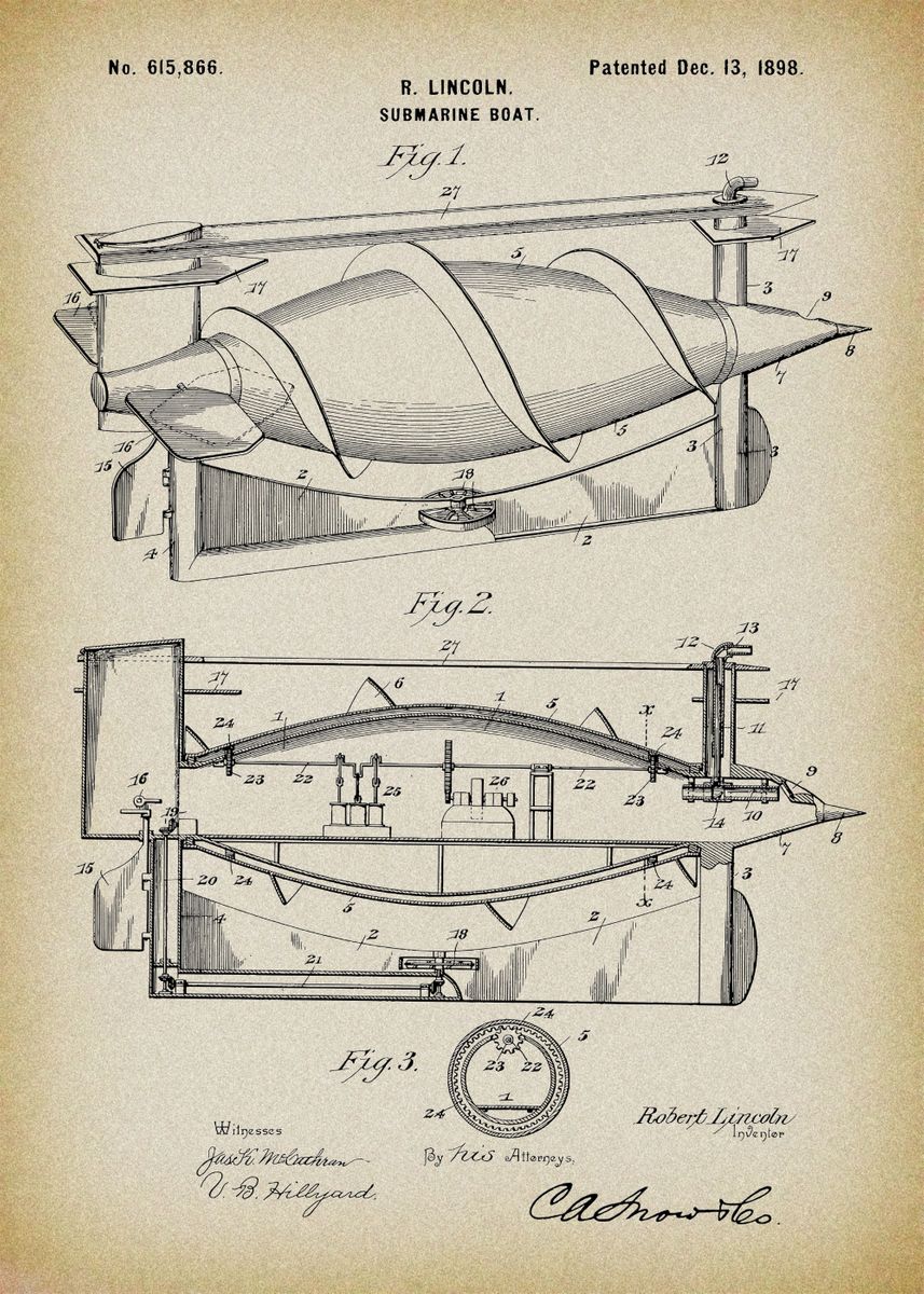 'Submarine Vessel Patent' Poster by Sam Kal | Displate