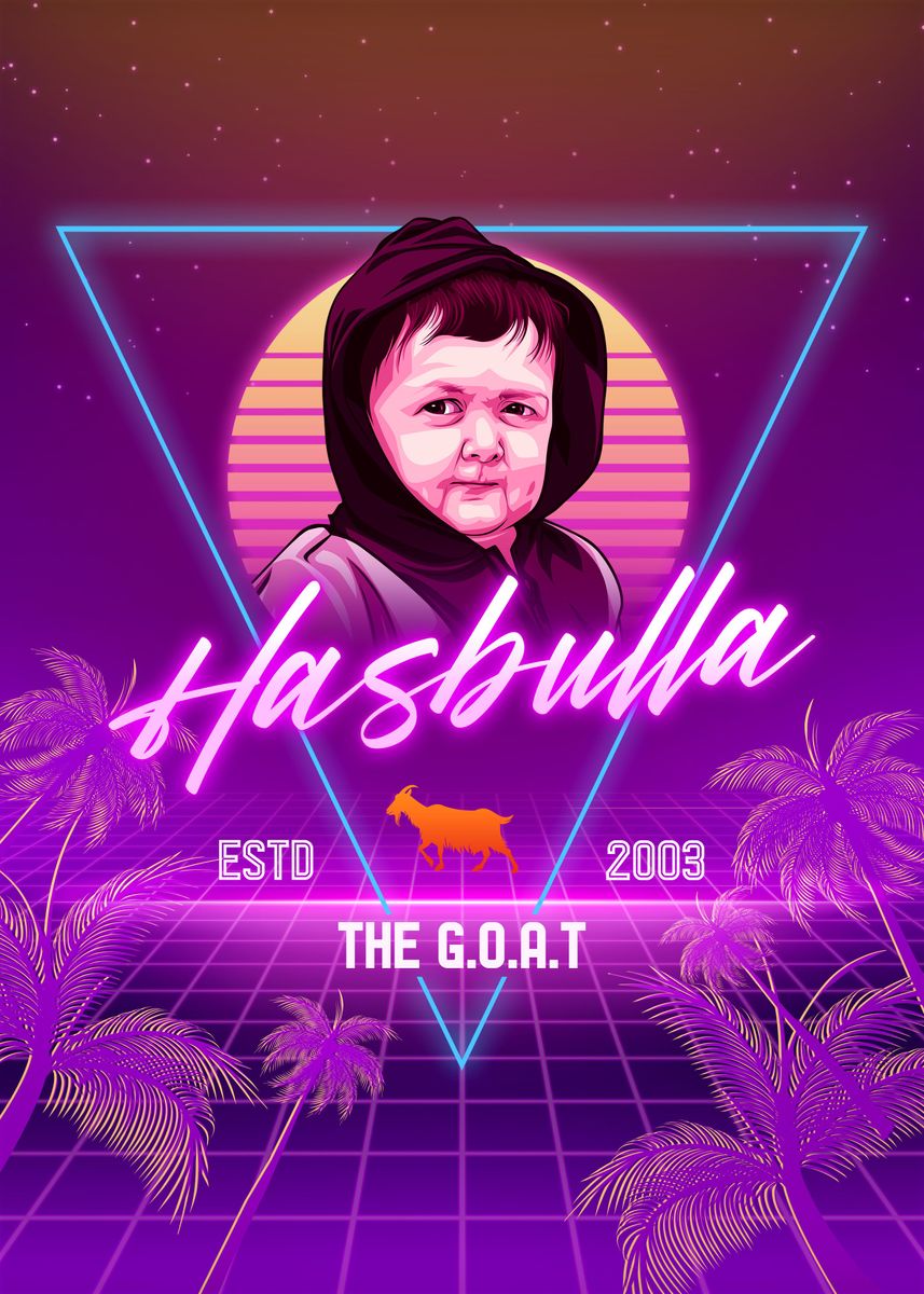 'Hasbulla Retrowave' Poster, picture, metal print, paint by Notorious ...