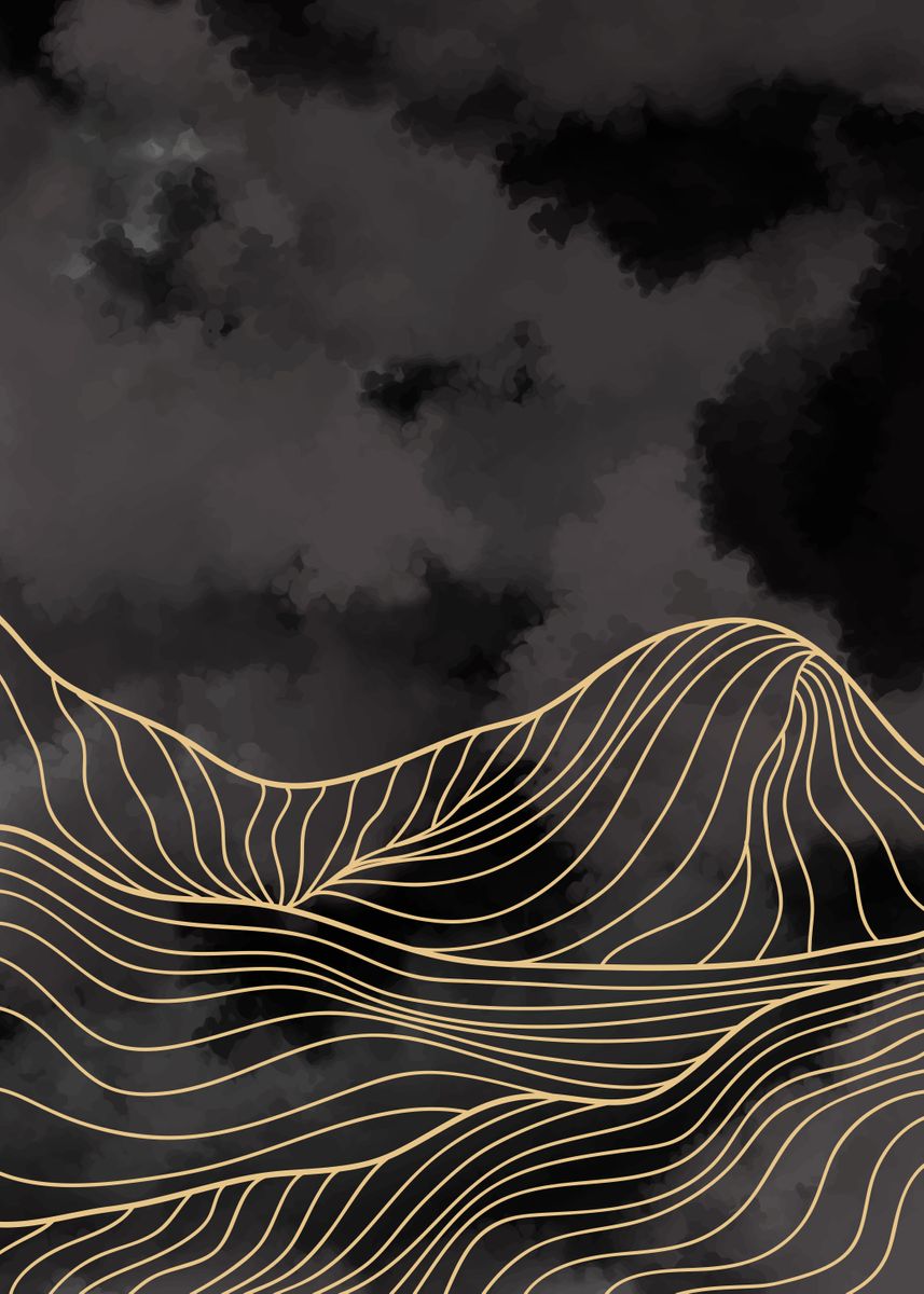 'Abstract Mountain line art' Poster, picture, metal print, paint by ...