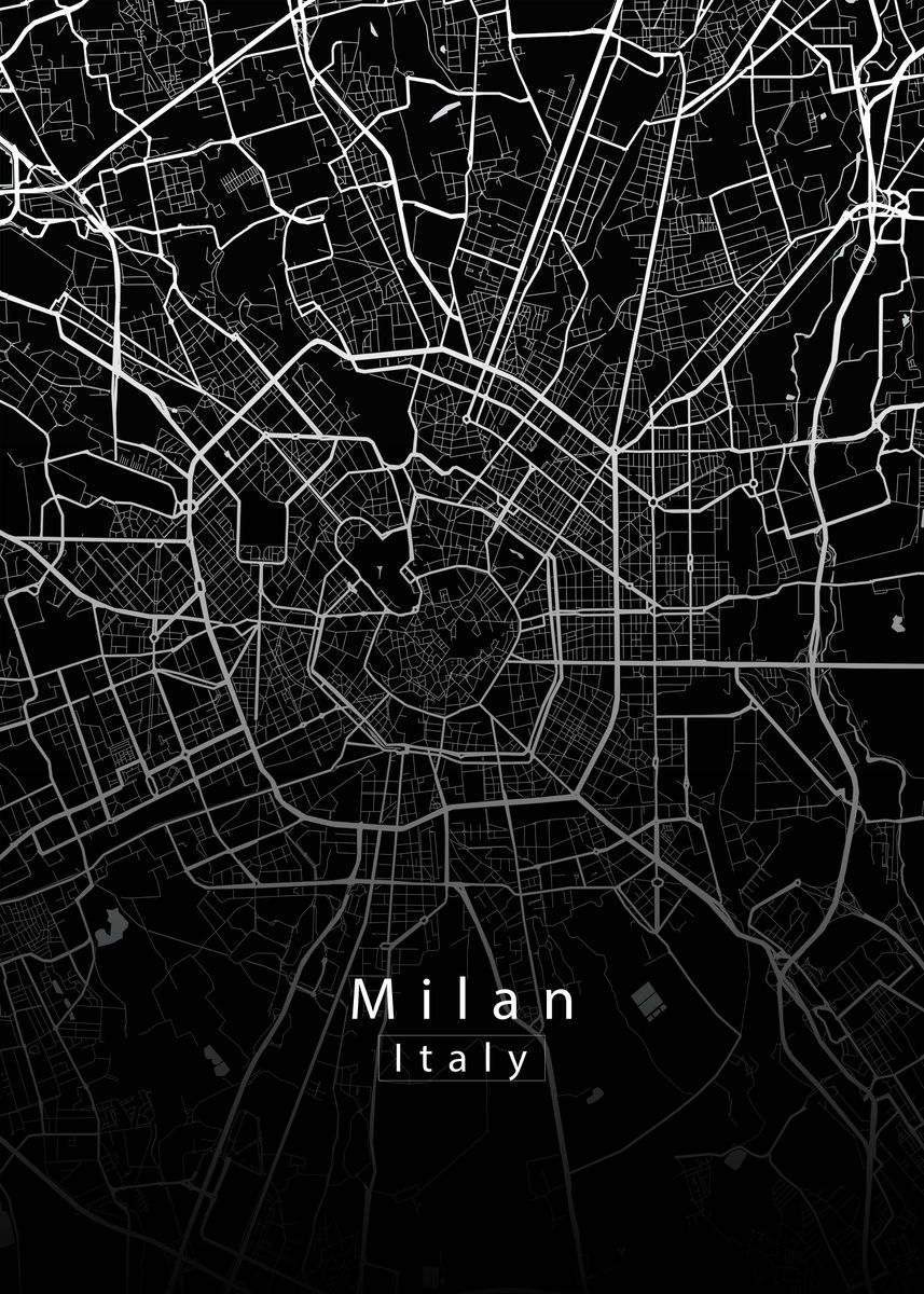 'Milan City Map' Poster, picture, metal print, paint by Robin Niemczyk ...
