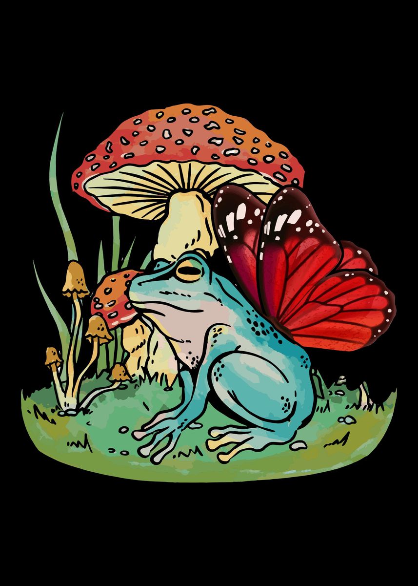 'Frog Fairycore' Poster, picture, metal print, paint by Michael | Displate