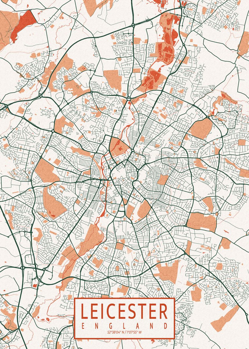 'Leicester Map Bohemian' Poster by deMAP Studio | Displate