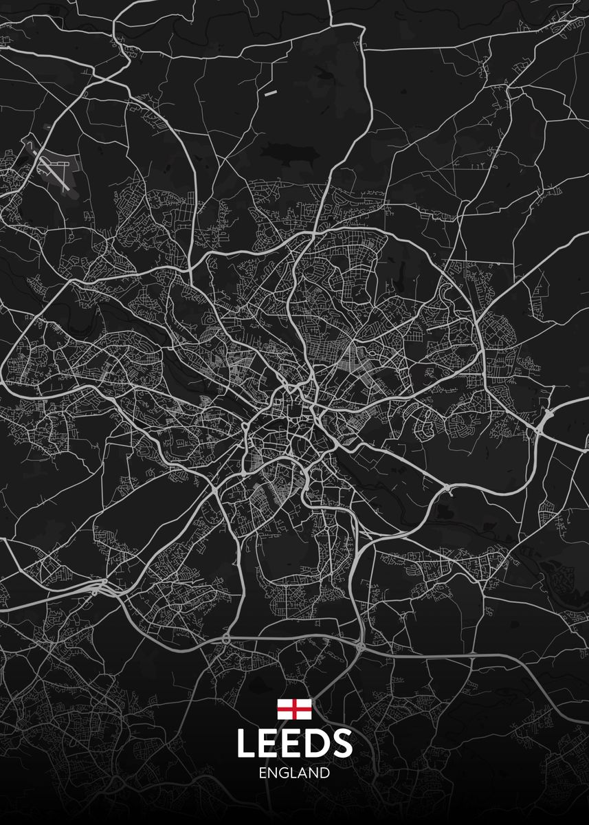 'Leeds UK' Poster, picture, metal print, paint by IMR Designs | Displate