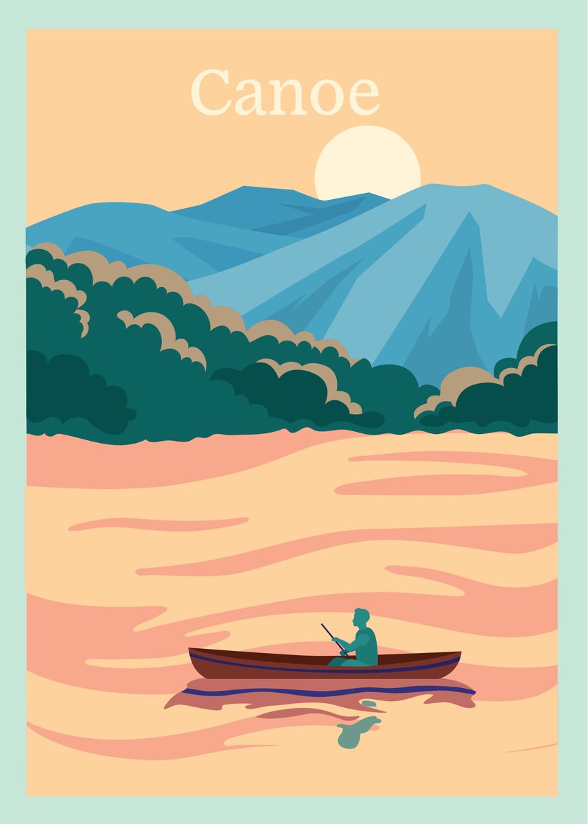 'Canoe' Poster, picture, metal print, paint by Alin Gabriel | Displate