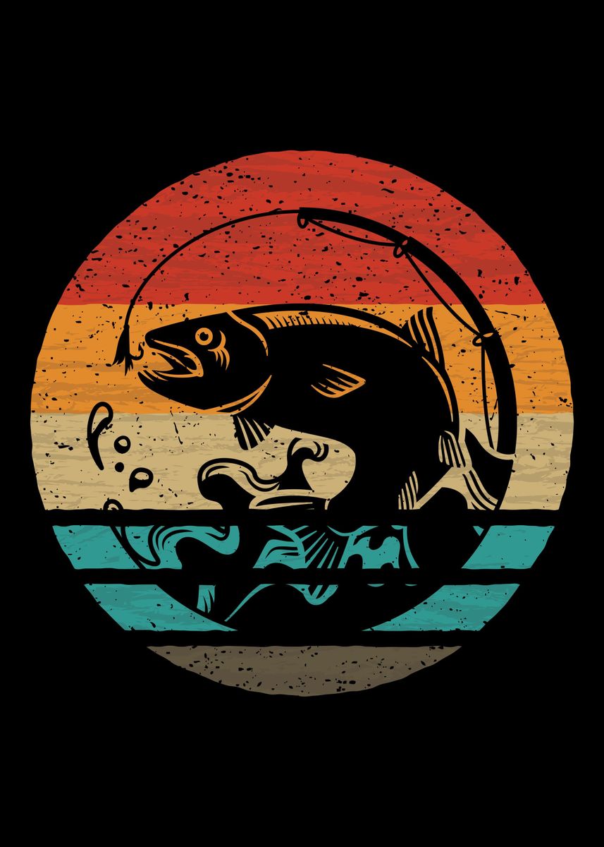 'Fishing Retro Vintage' Poster, picture, metal print, paint by ...