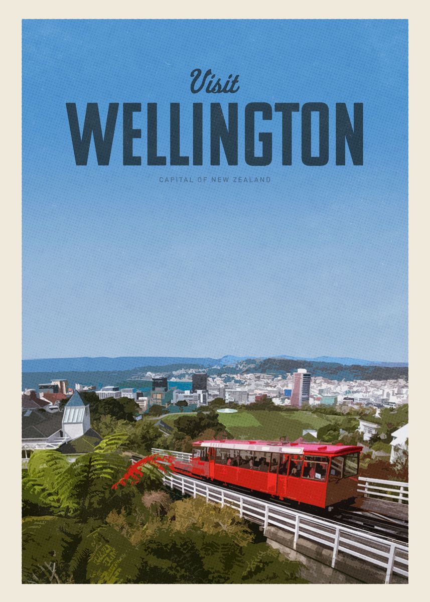 'Visit Wellington' Poster, picture, metal print, paint by Mercury Club ...