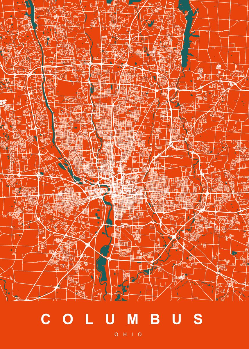 'COLUMBUS Map OHIO' Poster by UrbanMaps | Displate