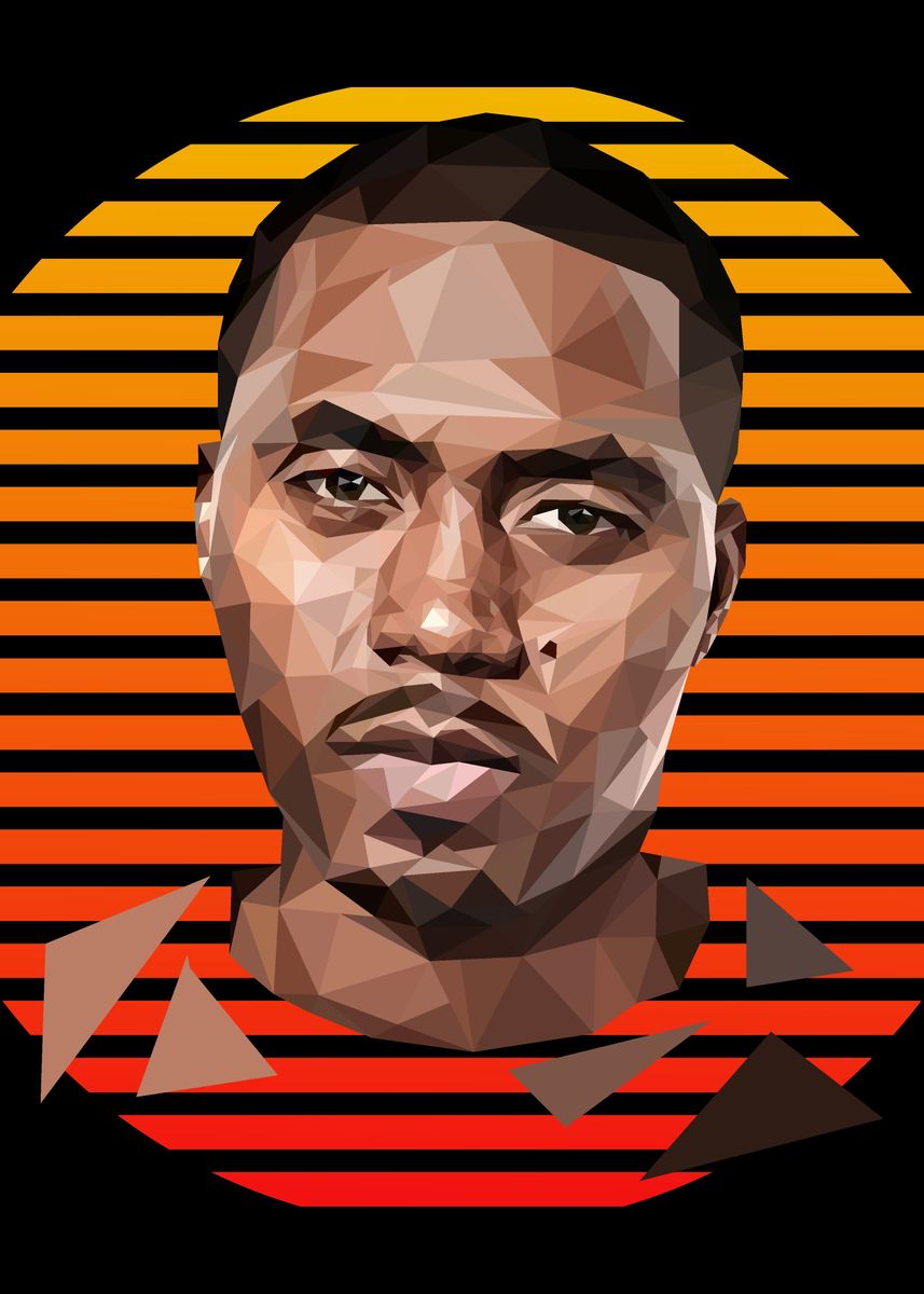 'low poly nas rapper' Poster, picture, metal print, paint by ...