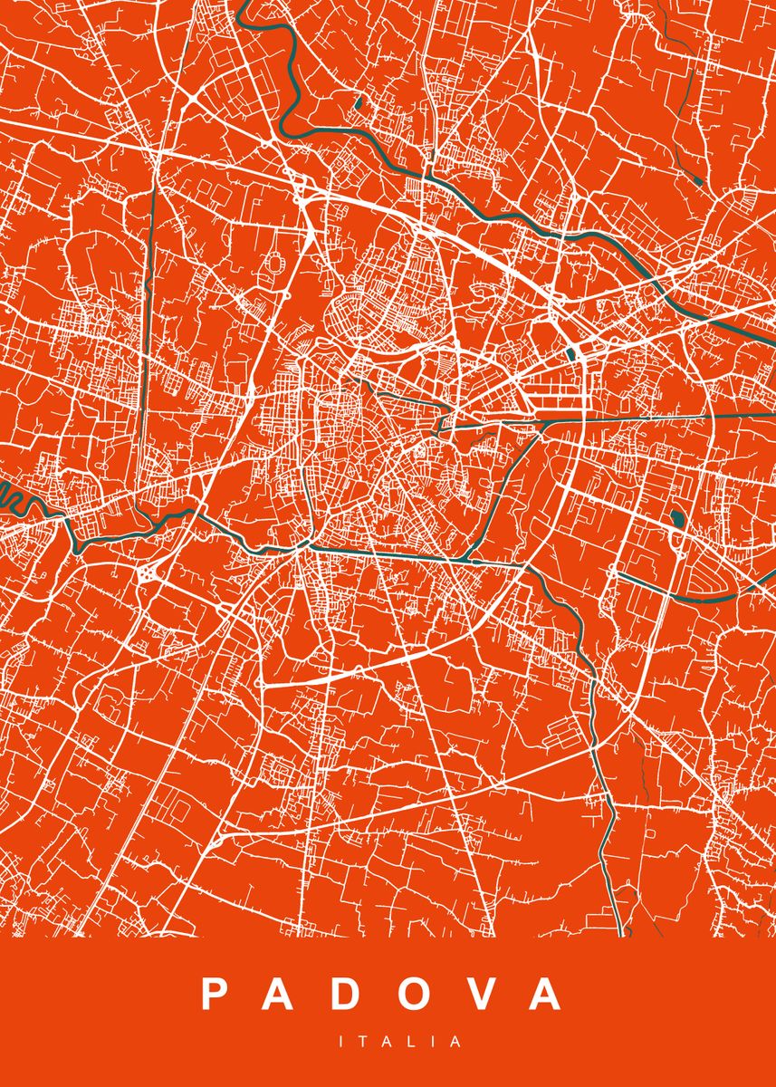 'PADOVA Map ITALY' Poster, picture, metal print, paint by UrbanMaps ...