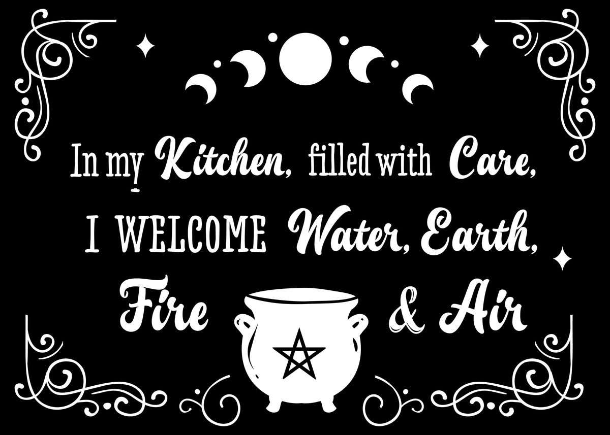 'Kitchen Witch Element Sign' Poster by Little Black Bird Designs | Displate