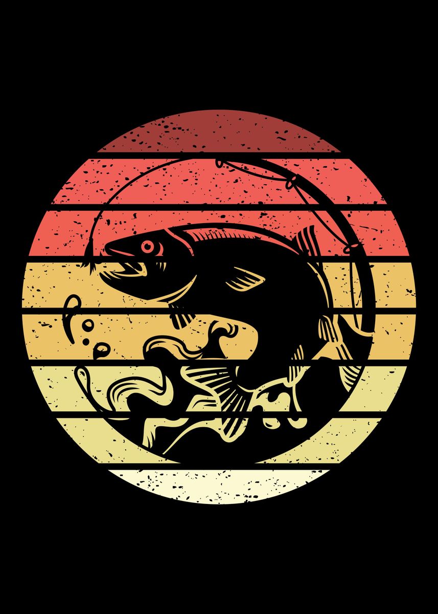 'Fishing Retro Vintage' Poster, picture, metal print, paint by ...