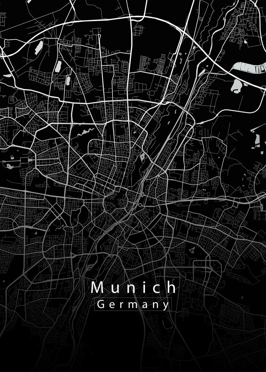 'Munich City Map' Poster, picture, metal print, paint by Robin Niemczyk ...
