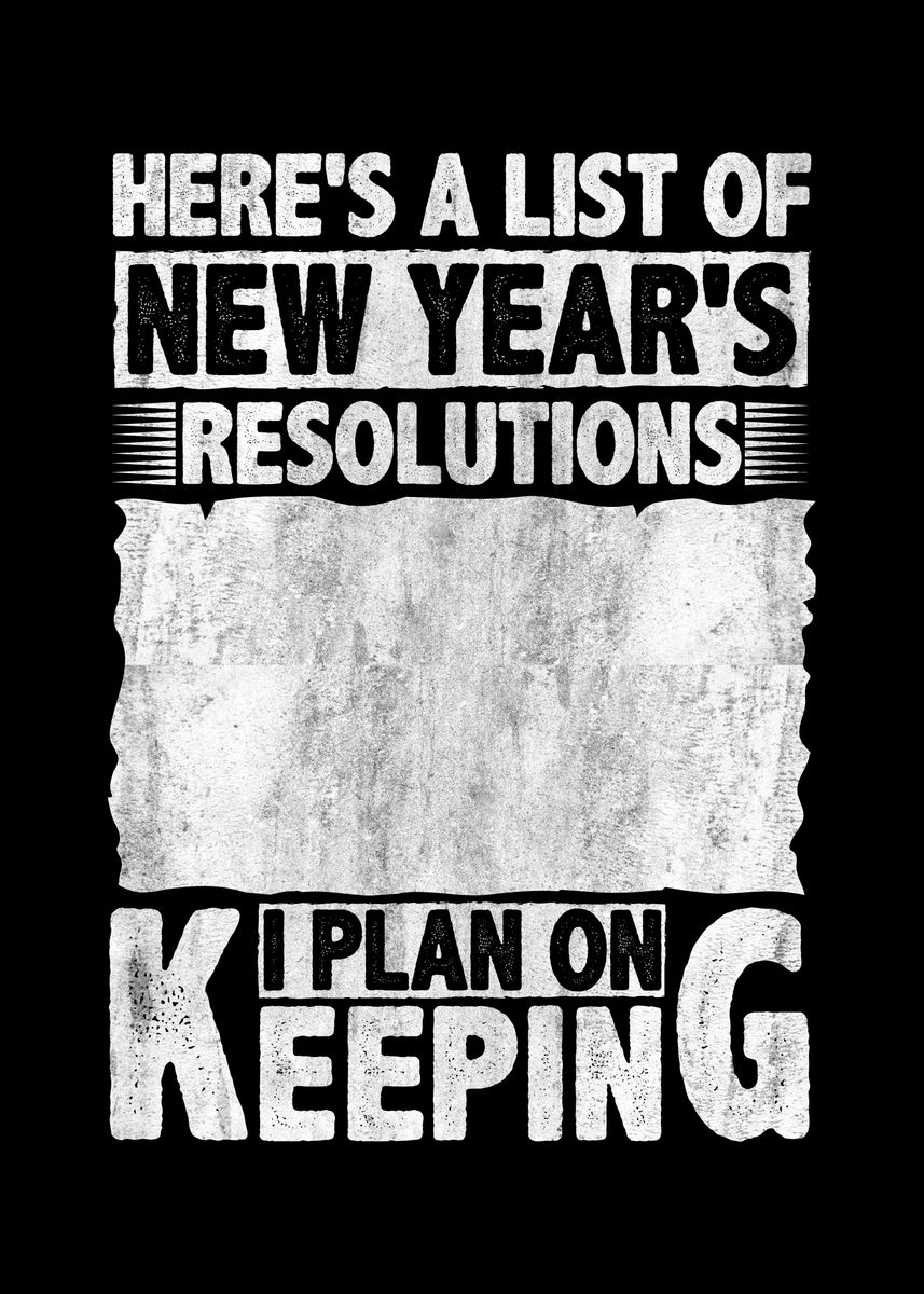'Resolutions List Funny' Poster, picture, metal print, paint by Lukes ...