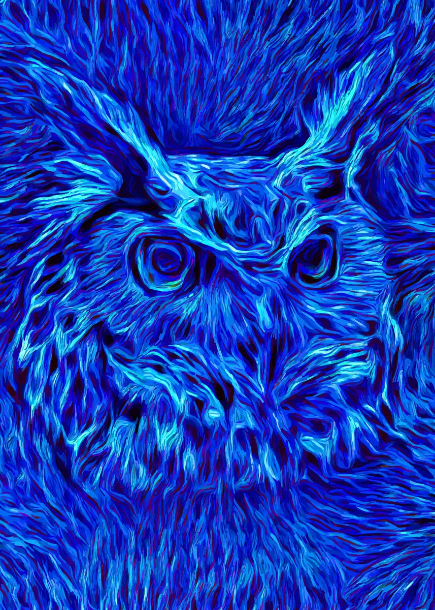 'Owl Blue Fire' Poster by MasterHead | Displate