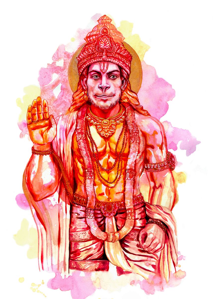 'Hanuman' Poster, picture, metal print, paint by Jocelyn Grewal | Displate