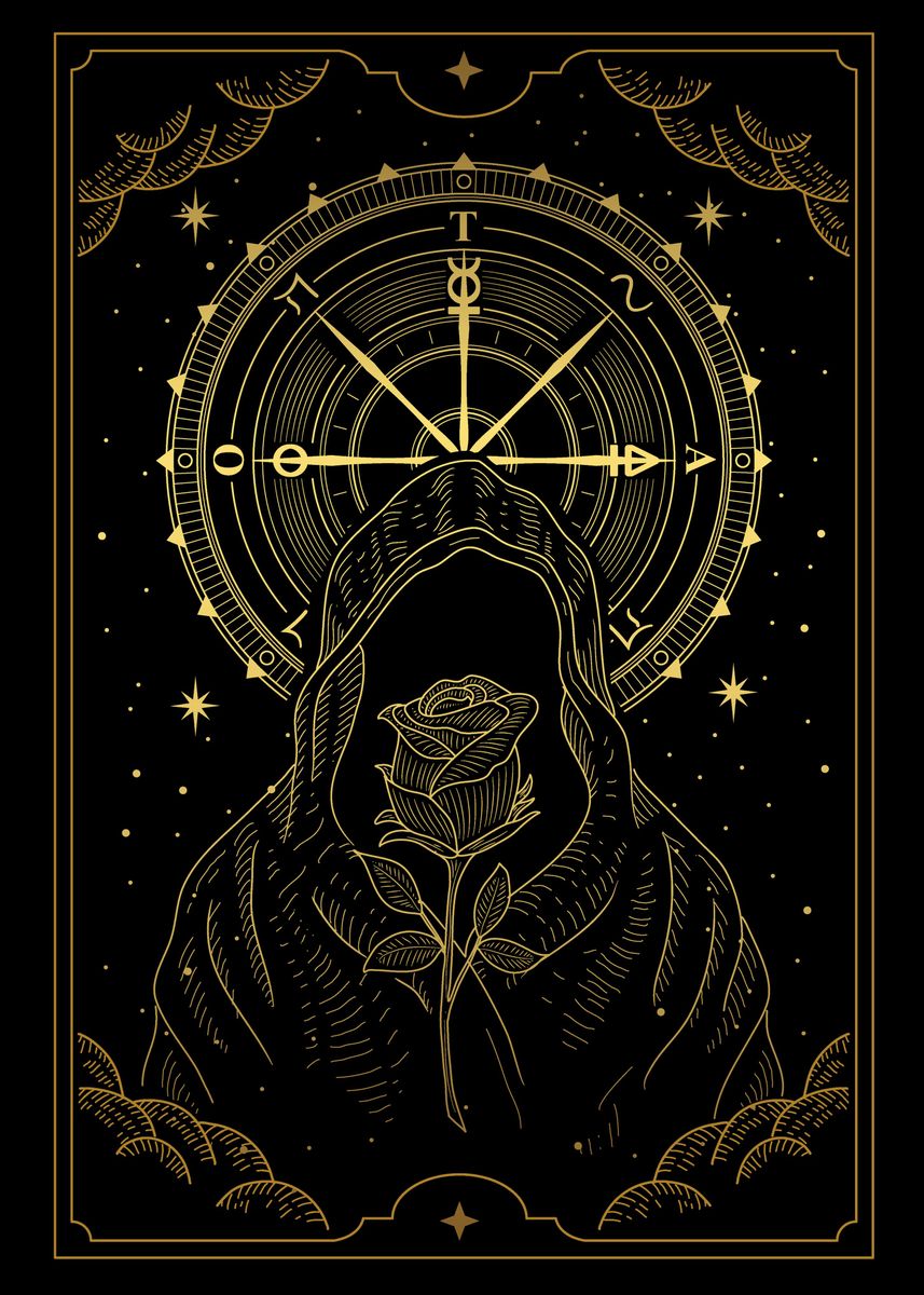 'sorcerer with rose flower' Poster, picture, metal print, paint by ...