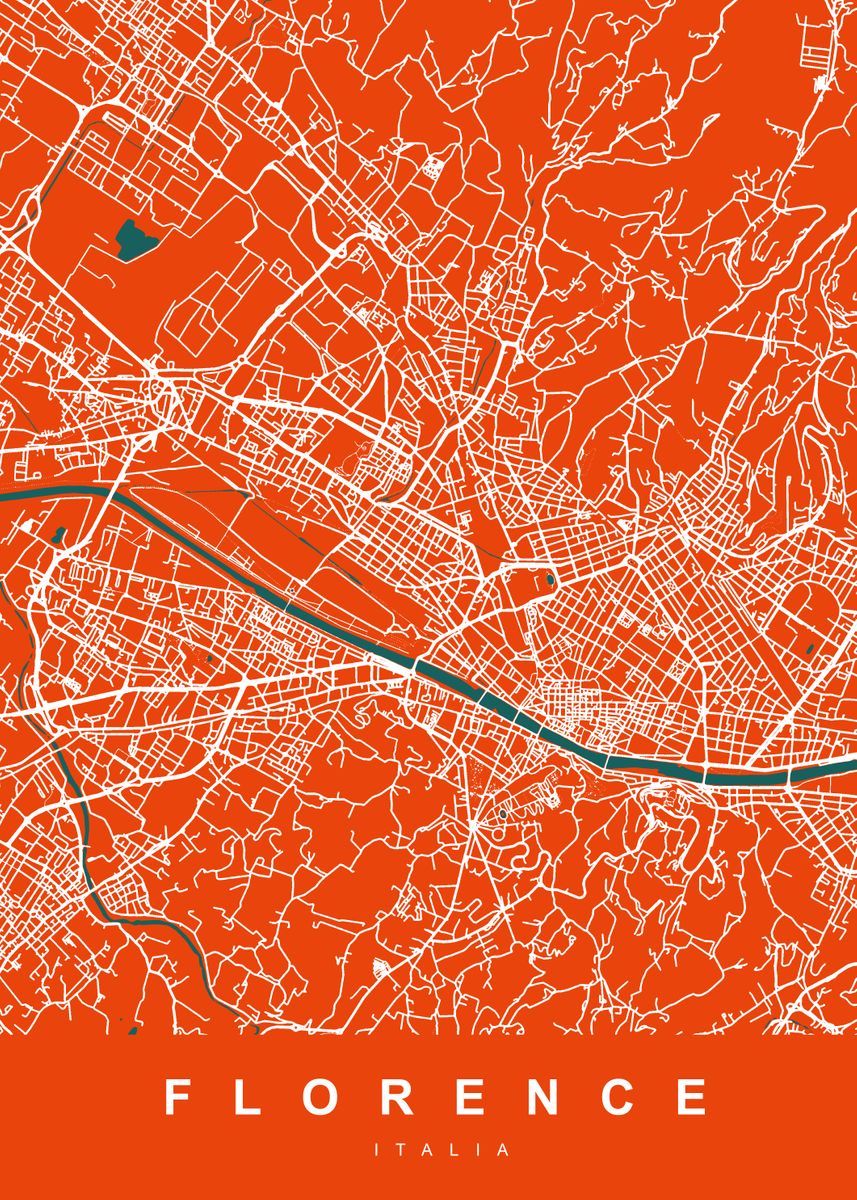 'FLORENCE Map ITALY' Poster by UrbanMaps | Displate