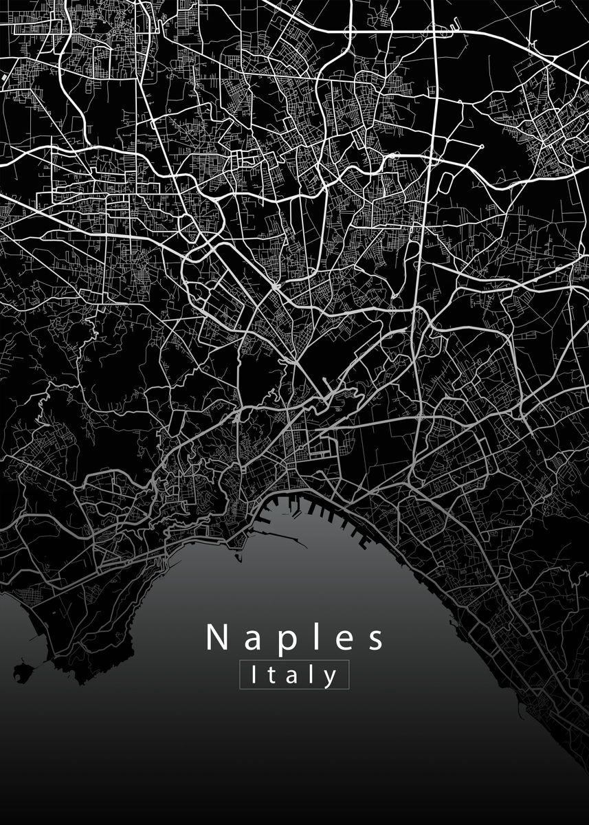 'Naples City map' Poster, picture, metal print, paint by Mapique | Displate