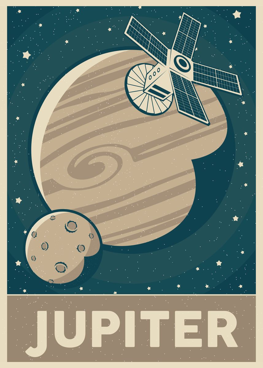 'Vintage Jupiter Sign' Poster, picture, metal print, paint by Gilded ...