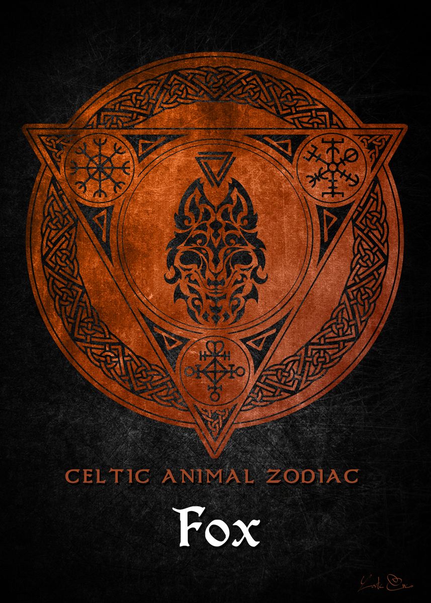 'Fox Viking zodiac sign' Poster, picture, metal print, paint by ...