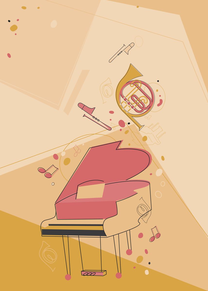 'Piano and melody' Poster, picture, metal print, paint by KurArt | Displate