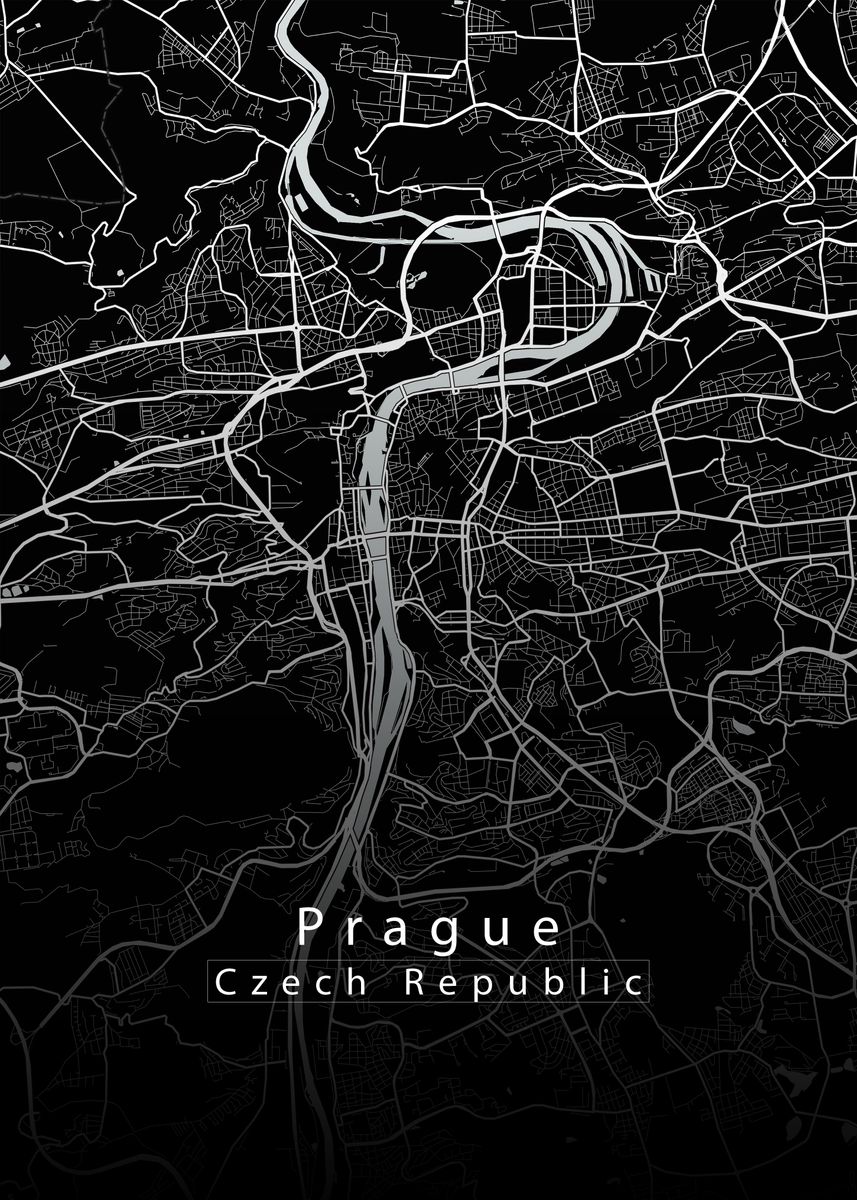 'Prague City Map' Poster, picture, metal print, paint by Mapique | Displate
