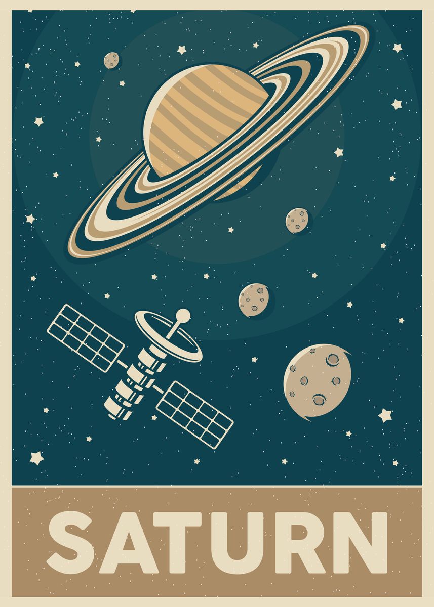 'Vintage Saturn Sign' Poster by Gilded Fables | Displate